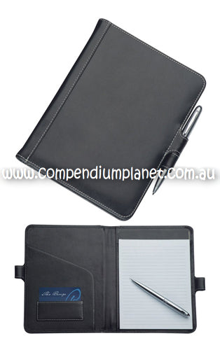 Printed A5 Leather Pad Cover with Pen Closure – Compendium Planet